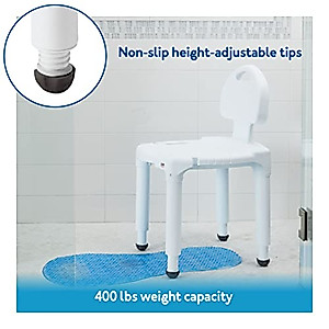 Carex Bath Seat And Shower Chair With Back For Seniors, Bath Chair For Elderly, Disabled, Handicap, and Injured Persons, Supports Up To 400lbs, Shower Seat For Inside Shower