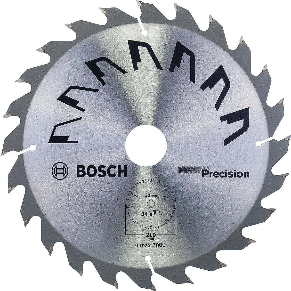 Bosch 1x Circular Saw Blade Precison (for Wood, Ø 210 x 2.5/1.5 x 30 mm, 24 Teeth, ATB, Accessories for Circular Saws)