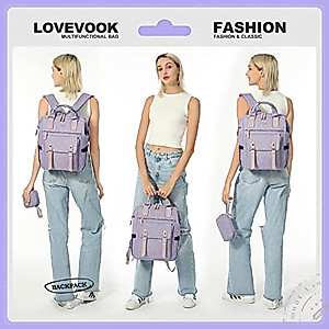 LOVEVOOK Laptop Backpack Purse for Women Work Travel Backpack Teacher Business Commuter Computer Bag Doctor Nurse Bags College Backpack Laptop Bag, Stylish Daypack, 15.6 Inch, Purple