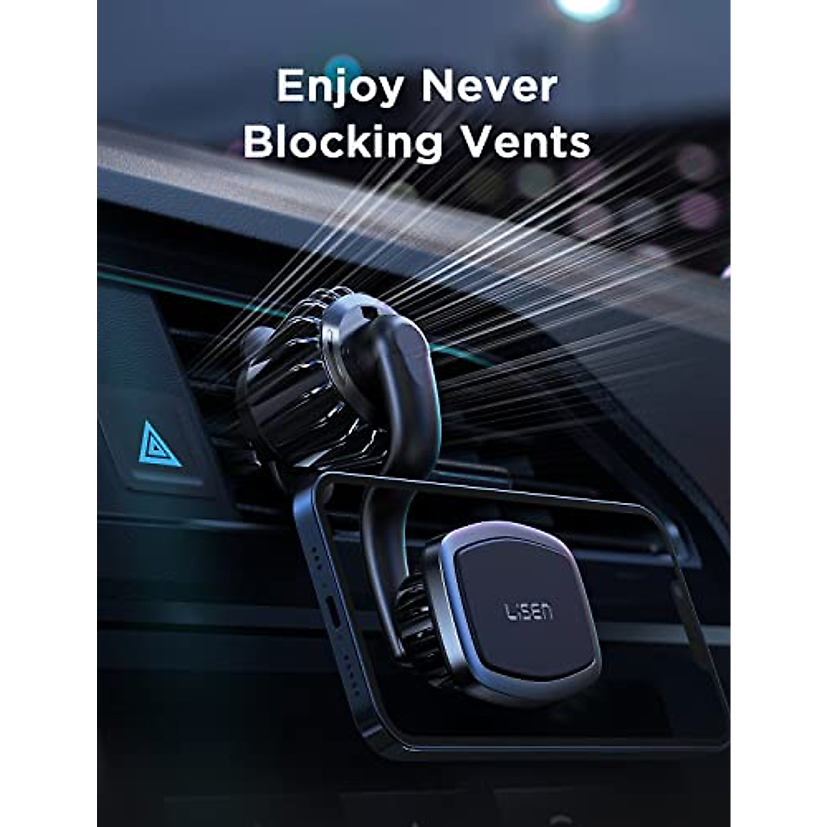 LISEN Magnetic Phone Holder for Car Cell Phone Magnet for Car Magnetic Car Mount 6 Strong Magnets Universal Vent Phone Mount for Car Compatible with All 4”-13” Tablets & Smartphones