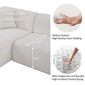 CALABASH L-Shaped Sectional Sofa Couch, Upgraded Chenille Modular Cloud Couch Floor Sofas with Chaise Lounge & Pillows for Living Room Apartment, No Assembly Required, 109" W (Beige)