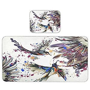 Blueangle Lily Flowers and Birds Watercolour Baby Bed Pad Washable Mattress Pad, Summer Crib Sheets Reusable Underpads Bed Ice Silk Mat Set with Pillowcase for Baby Toddler