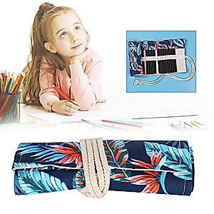 36 Slots Canvas Pencil Roll Case Large Capacity Pencil Holder Colored Pencils Wrap Brush Pouch Bag for Student Art Supplies(#3)