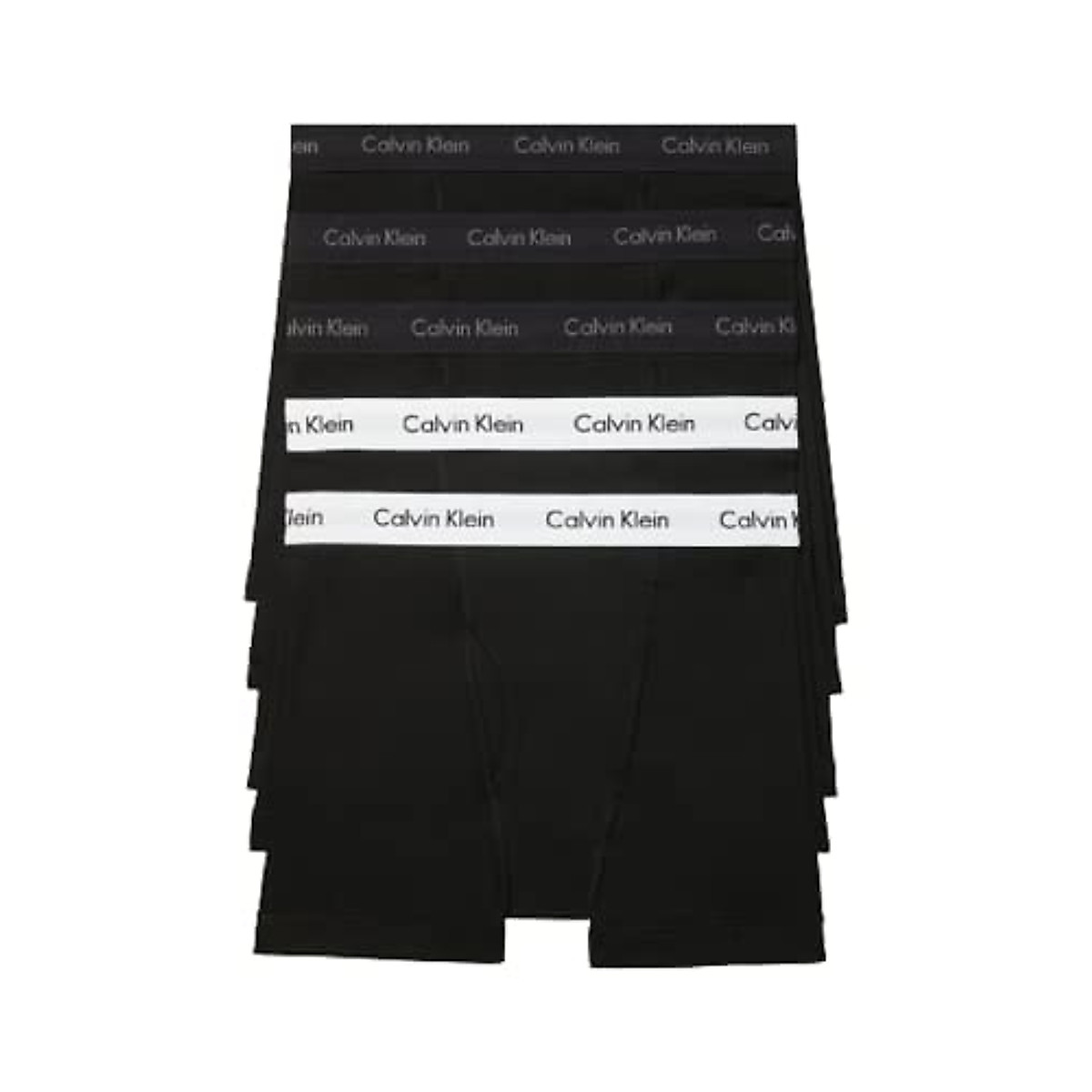 Calvin Klein Men's Cotton Classics 5-Pack Boxer Brief, 3 Black Bodies W/Black WB, 2 Black Bodies W/White WB, Large