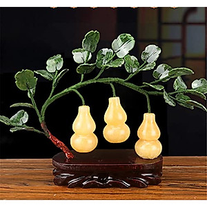 GENIGW Jade Fortune Feng Shui Gourd Potted Ornaments to Attract Wealth and Gather Wealth Living Room Wine Cabinet Decorations (Color : White-Patch Five-Pointed star4, Size : 23 * 8 * 35cm)