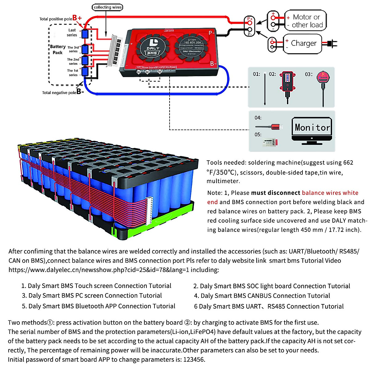 DALY Smart BMS LiFePo4 4S 12V 100A with Bluetooth Module and Common Port