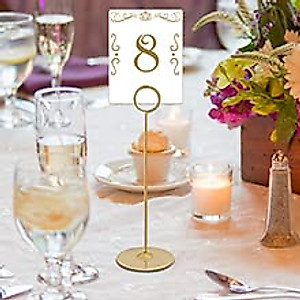 Urban Deco 16 Pieces Table Card Holder 8 inches Table Number Holders Place Steel Card Holders for Photos, Food Signs, Memo Notes, Weddings, Restaurants, Birthdays (Gold)