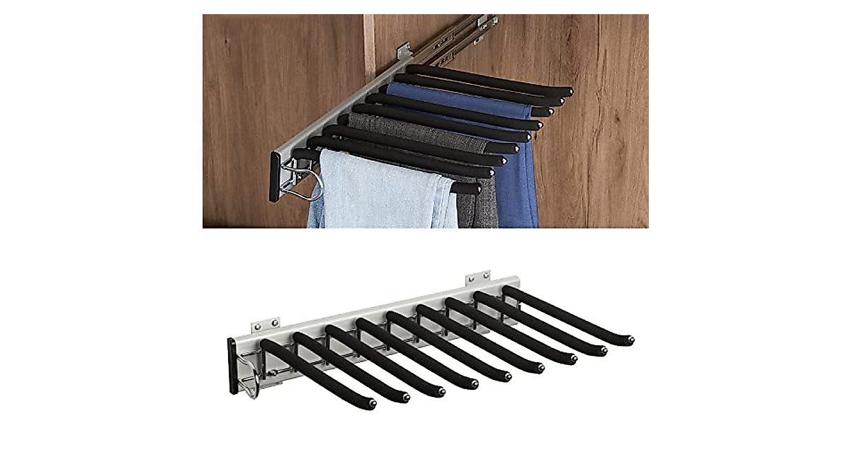 mopam Pull Out Trousers Rack 9 Arms Retractable Closet Pants Hanger ...