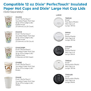 Dixie PerfecTouch Paper Hot Cups and Lids Combo, 10 oz, Multicolor, 50 Cups/Lids/Pack