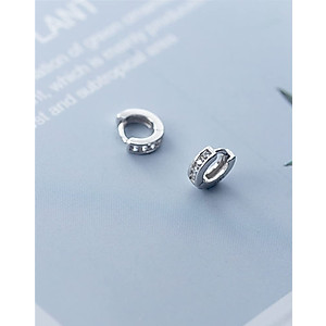 CZ Tiny Small Hoop Earring for Women 925 Sterling Silver Micro Huggie Hoops Upper Hole Ear Cuff Cartilage Hypoallergenic Fashion Mini Crystal Jewelry 4.5mm