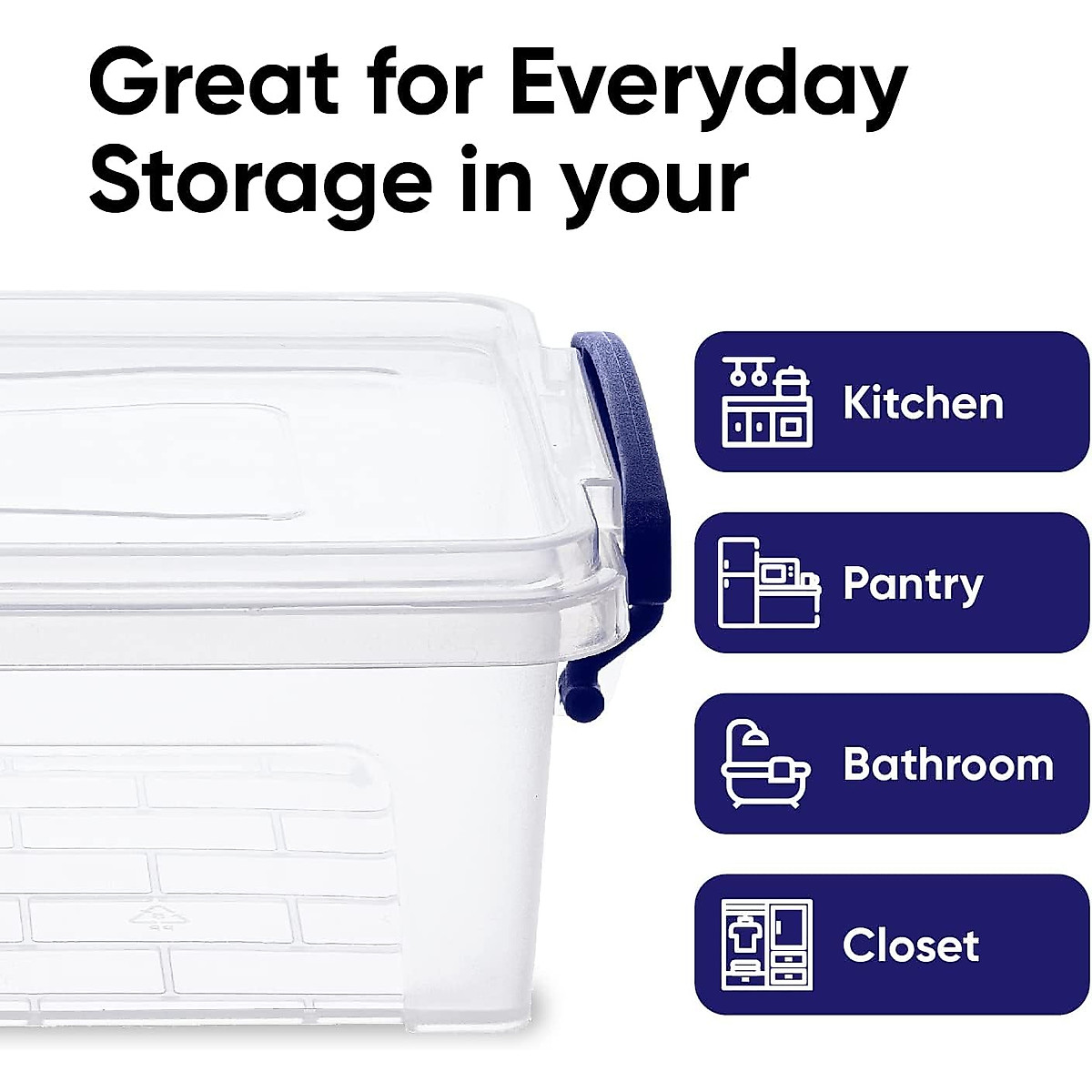 Superio Mini Storage Bins with Lids- Clear Boxes for Organizing, Stackable Plastic Containers- BPA Free, Non-Toxic, Odor Free, Organizer for Home, Office, Dorm, 1.25 Qt, 3 Pack