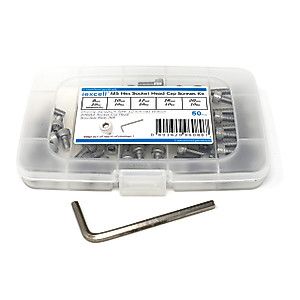 iexcell 50 Pcs M5 x 8/10/12/16/20mm Thread Pitch 0.8 mm Stainless Steel 304 Hex Socket Head Cap Screws Bolts Assortment Kit