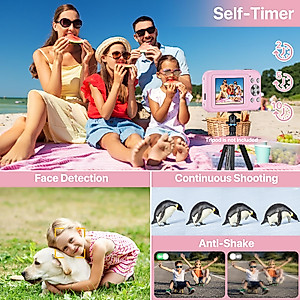 Kids Digital Camera for Photography - 44MP 1080P Point and Shoot Digital Cameras | Anti Shake Vlogging Camera for YouTube | 16X Zoom Small Digital Camera for Kids Girls Boys Teen (SD Card Not Include)