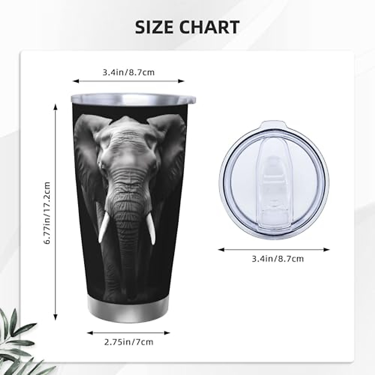 Groamaup 20oz Elephant Stainless Steel Insulated Tumbler with Lid and 3pcs Straw Sets, African Car Cup for Cold and Hot Drinks, Coffee Mug for Travel Office and Home Use