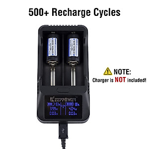 Keeppower Protected 18350 Li-ion Rechargeable Battery Button Top 3.7V 1400mAh 5.18Wh for Flashlight (NOT High Drain) (2 Pack)