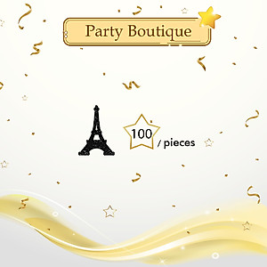 100pcs Eiffel Tower Confetti, Black Glitter Paris Party Table Confetti, Paris French Theme Party Paper Scatters, Baby Shower/Bridal Shower Party Table Decoration