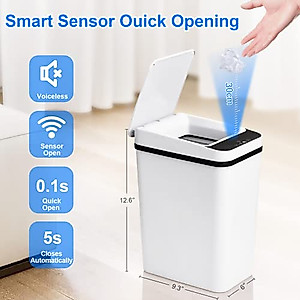 Anborry Bathroom Smart Touchless Trash Can 2.2 Gallon Automatic Motion Sensor Rubbish Can with Lid Electric Waterproof Narrow Small Garbage Bin for Kitchen, Office, Living Room, Toilet, Bedroom, RV