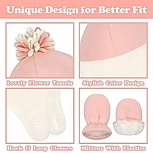 Baby Girl Winter Hat Pink Infant Winter Hat and Mitten Set Warm Baby Girl Hats Baby Winter Mittens Baby Hats 6-12 Months