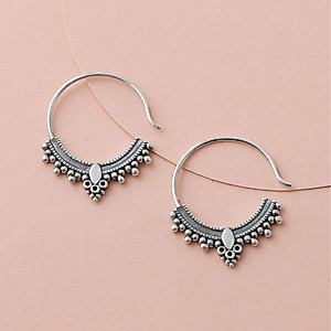 Boma Jewelry Sterling Silver Bohemian Pull Through Hoop Earrings