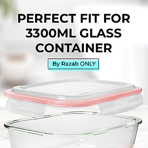 Razab 3300ML (3300 ml/ 112 oz) Glass Red Food Storage Container - LID Only