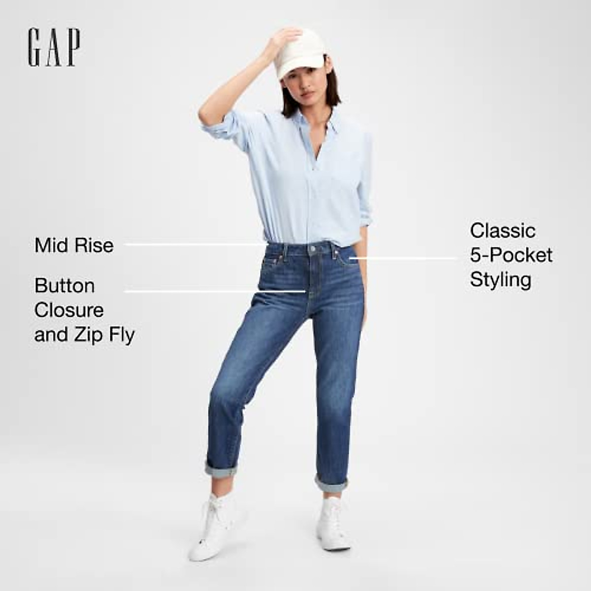 GAP Womens Slim Boyfriend Fit Jeans, Dark Alba, 29 Regular US