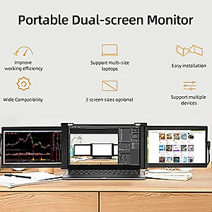 BUZHI 15 inch Portable Triple-Screen Monitor Laptop Expansion Screen 1920 * 1080 Resolution Easy Installation for 15-17 inch Laptop,Monitor