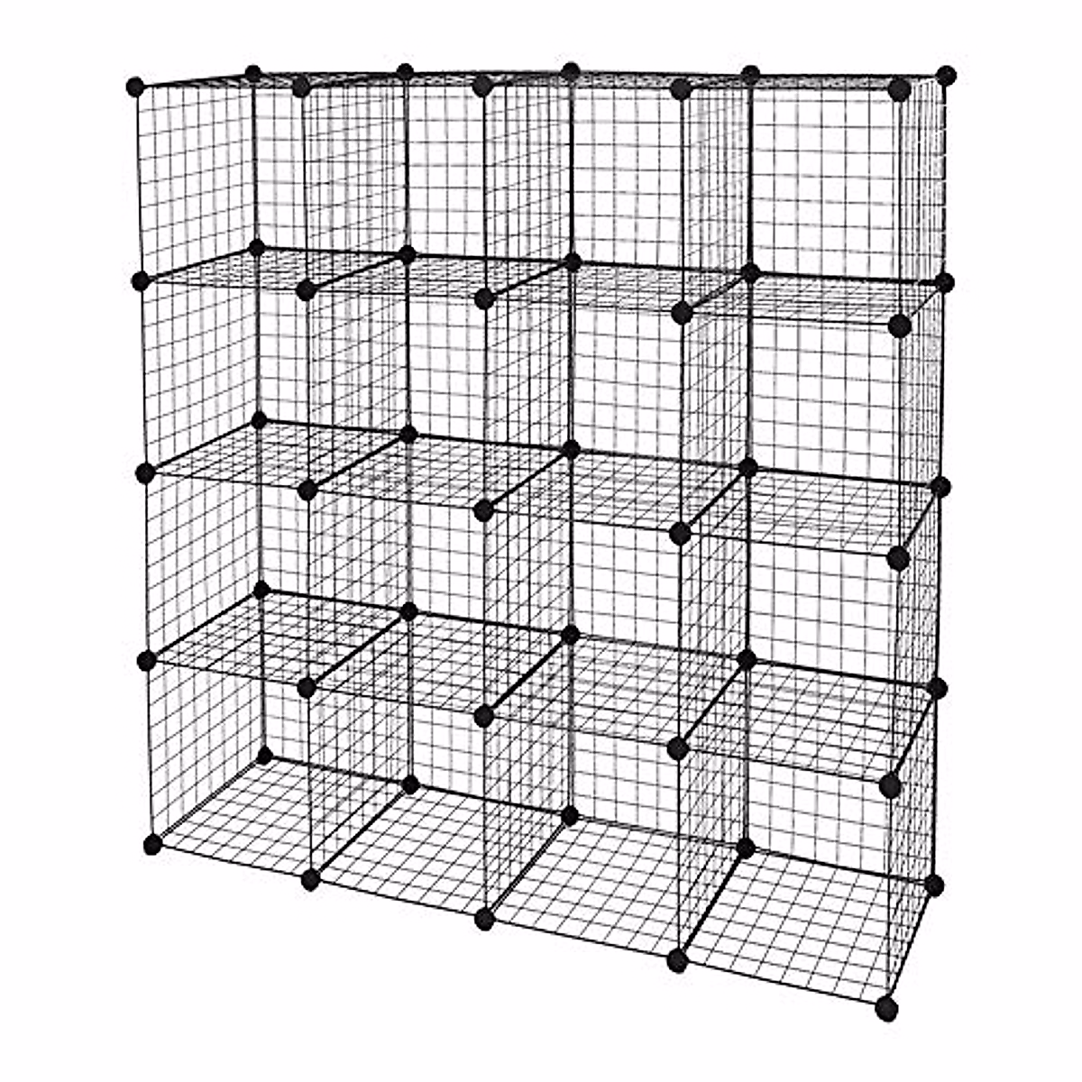 VINGLI Wire Cube Storage, 16-Cube Metal Grids Shelves, Stackable Storage Bins Multifunction Modular Bookcase Closet Cabinet Ideal for Living Room Bedroom, Home, Office