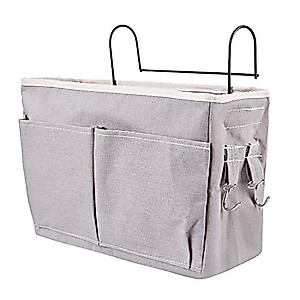 XSHION Bedside Storage Caddy Hanging Organizer Bag Holder Bunk Bed Organizer for Dorm Room,Hospital Bed Rails,Baby Bed -Grey