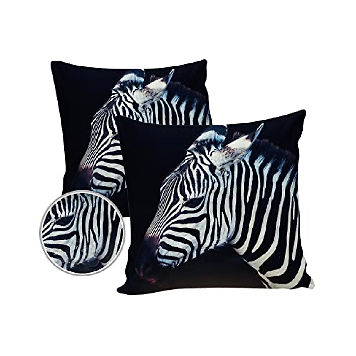 Outdoor Waterproof Pillow Covers for Patio Furniture Zebra Black Background Decorative Throw Pillow Cover Wild Animal Wildlife Pillowcases Set of 2 Cushion Case for Sofa Couch Chair 26 x 26 in