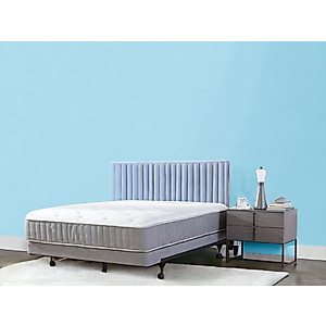Liveasy Furniture Heavy Duty Adjustable Metal Full/Twin/Queen Size Bed Frame with Rug Roller Wheels (Twin/Full/Queen)
