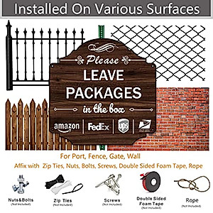 Please Leave Packages In The Box Signs 12 x 12 Inches Package Delivery Sign Metal Reflective Sturdy Rust Aluminum Waterproof Durable Ink Easy to Install Outdoor