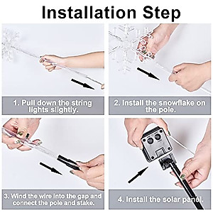 KPROE 4 Pack Chirstmas Decorations Snowflake Pathway Lights, Solar Stake Lights with 8-Lighting Modes, Christmas Outdoor Decoration for Yard, Pathway, Garden