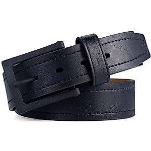 Marino Avenue Men's Belt, Leather Casual Belt, Looks Great with Jeans, Khakis, Dress - With Classic Single Prong Buckle - Solid - Deep Charcoal - 56 (Waist: 54)