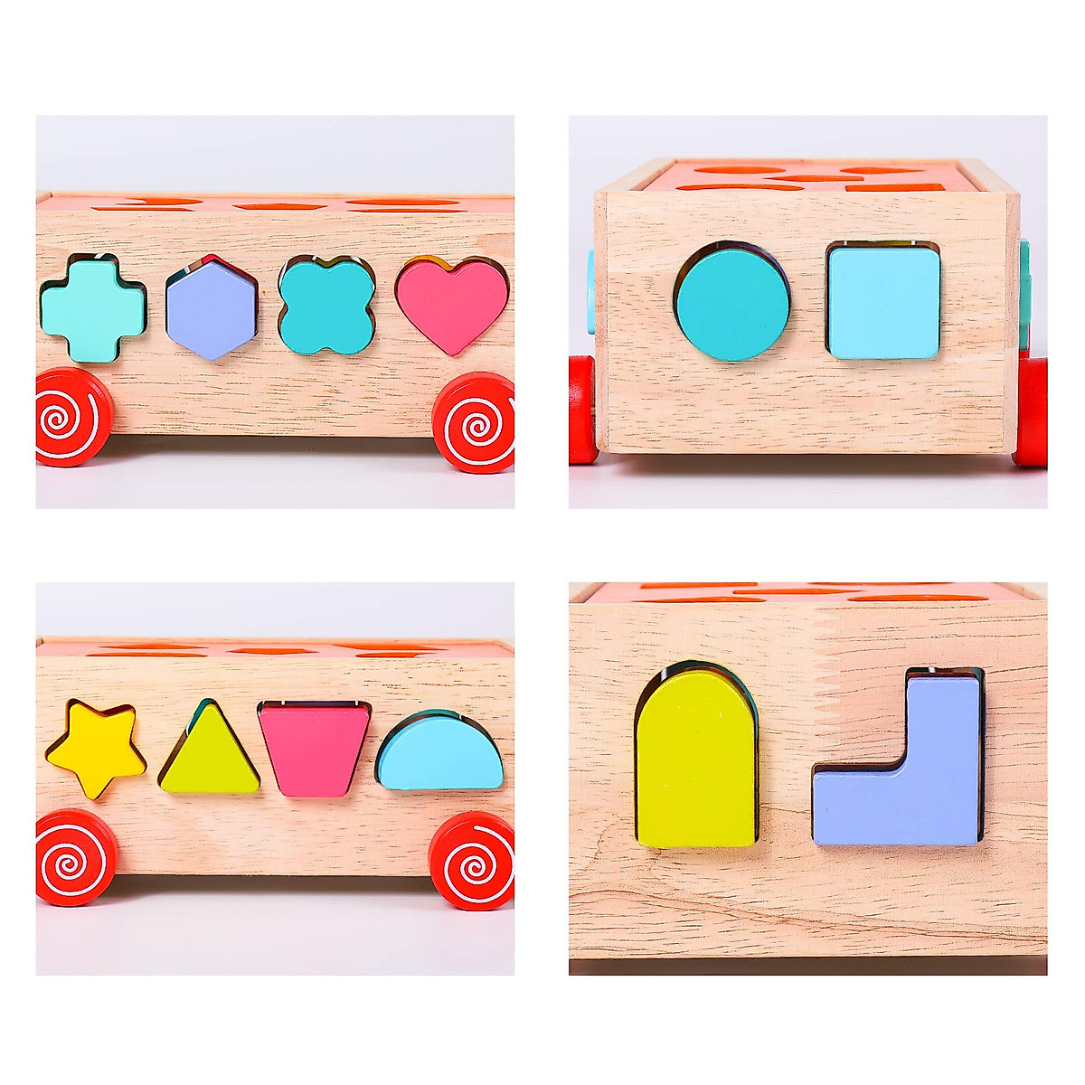 kidus Wooden Shape Sorter Toys for Toddlers 1-3 Years Old, Montessori Early Learning Toy Set for Toddlers, Fine Motor Skills, Eyes Hands Cooperation Great Gift for Preschool Baby Girls & Boys