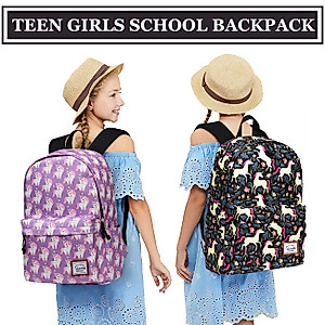 VASCHY Backpack for Women, Water Resistant High School Girls Bookbag Travel Backpack for Teens with Water Bottle Pockets