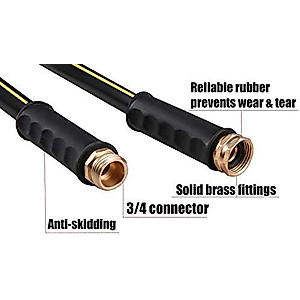 TOP DOG Rubber Garden Hose 30FT, No Kink Garden Water Hose With 7 Function Nozzle and Solid Brass Fittings Extra Strength Durable Gardening Flexible Hose for Garden/House/Car/Yard Washing