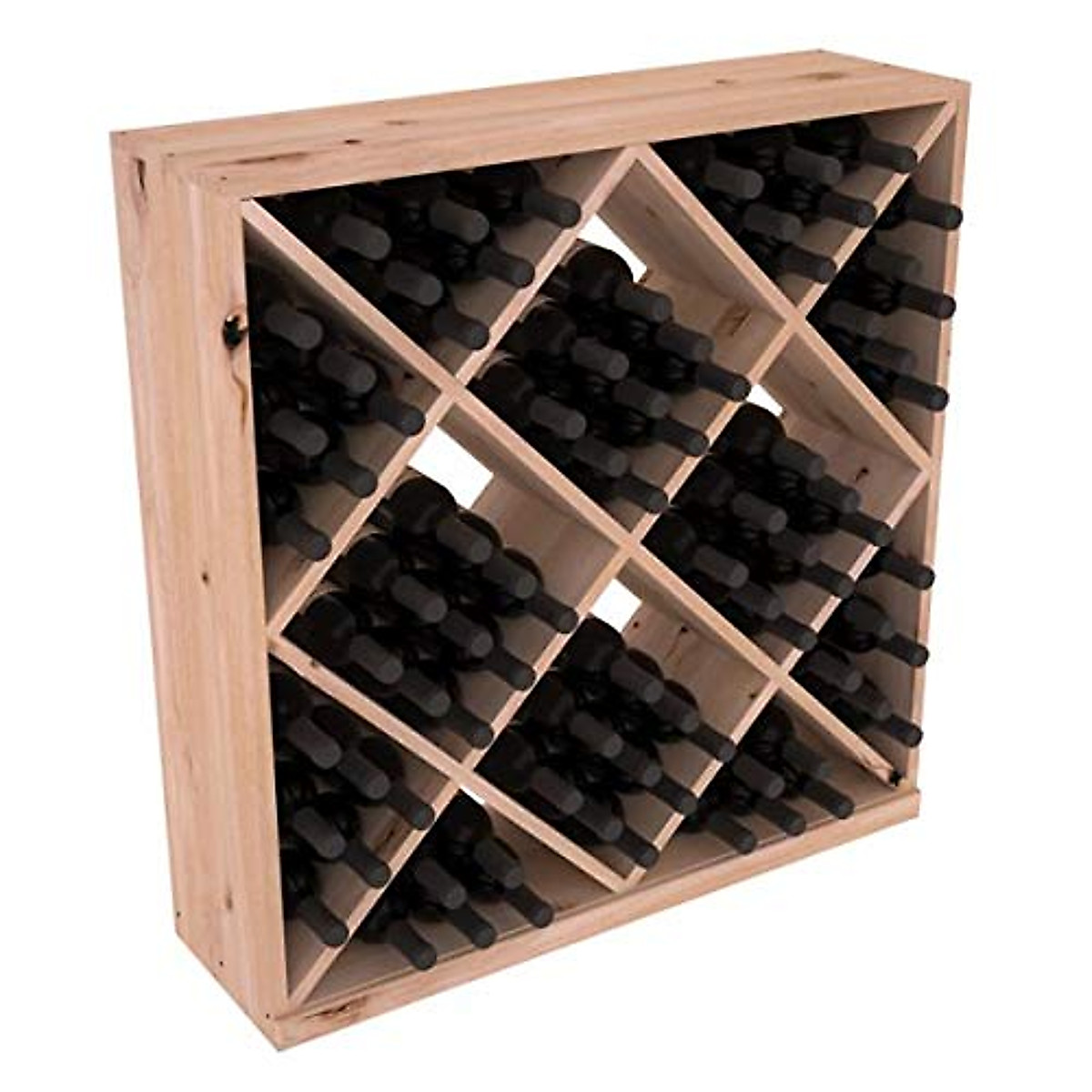 Wine Racks America® InstaCellar Diamond Cube Wine Rack - Durable and Expandable Wine Storage System, Knotty Alder Unstained - Holds 82 Bottles