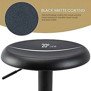 Brage Living Adjustable Bar Stool, Swivel Round Metal Airlift Barstool, Backless Counter Height Bar Chair for Kitchen Dining Room Pub Cafe, 1 pc (Black)