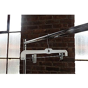 NAHANCO 1600RCLH Plastic Skirt/Pant Hanger with Long Metal Swivel Hook and Pinch Clips, Heavy Weight, 14",White (Pack of 100)