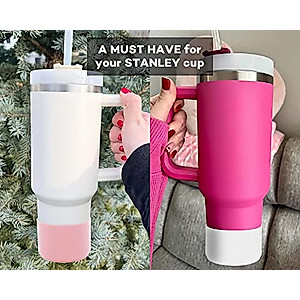 Silicone Boot for Stanley 40 oz Quencher Adventure Tumbler and IceFlow Flip 30 oz 20 oz, Stanley Cup Accessories Protector Sleeve Bottom Cover Bumper for Stanley 40 oz with Handle (White)