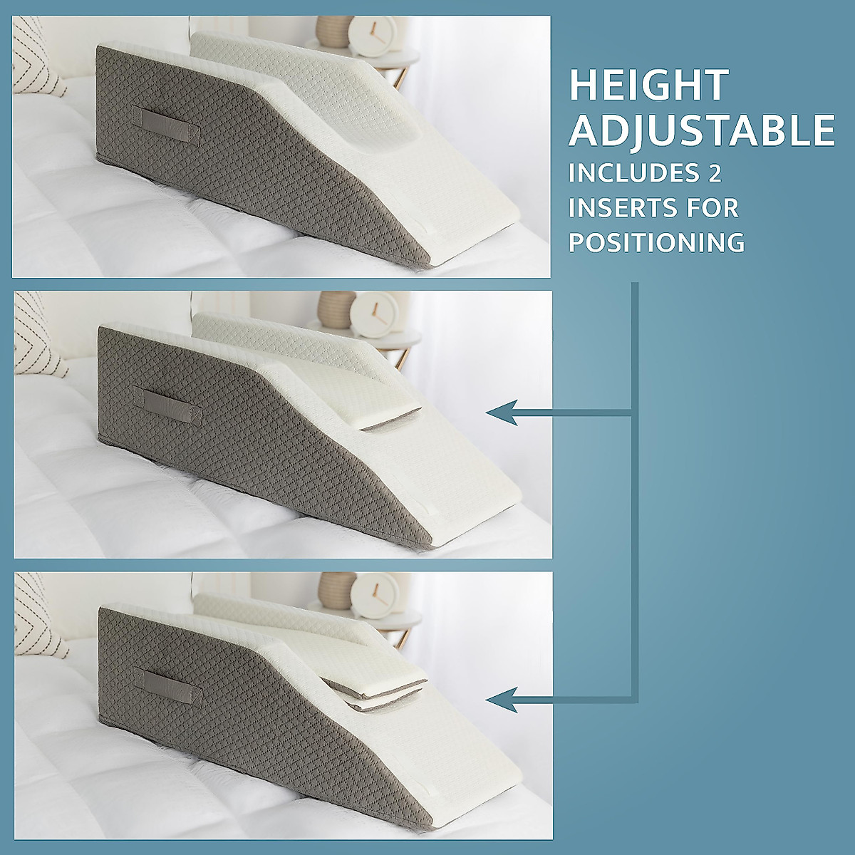 Kӧlbs Single Or Double Leg Elevation Pillow | Post Surgery Leg Pillow | Stylish Chic Jacquard Cover | Ankle Knee and Leg Support Pillow for Injury After Surgery (Adjustable)