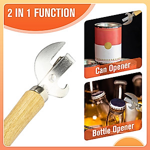 ORYOUGO Can Opener, Manual Side Cut Stainless Steel Wooden Beer Bottle Opener for Restaurant Home Camping,3 Pack