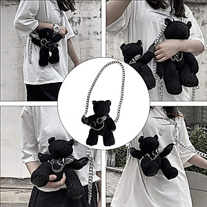 TENDYCOCO Crossbody Bag with Chain Stuffed Animal Purse Teddy Bear Purse Gothic Purse 13.3in