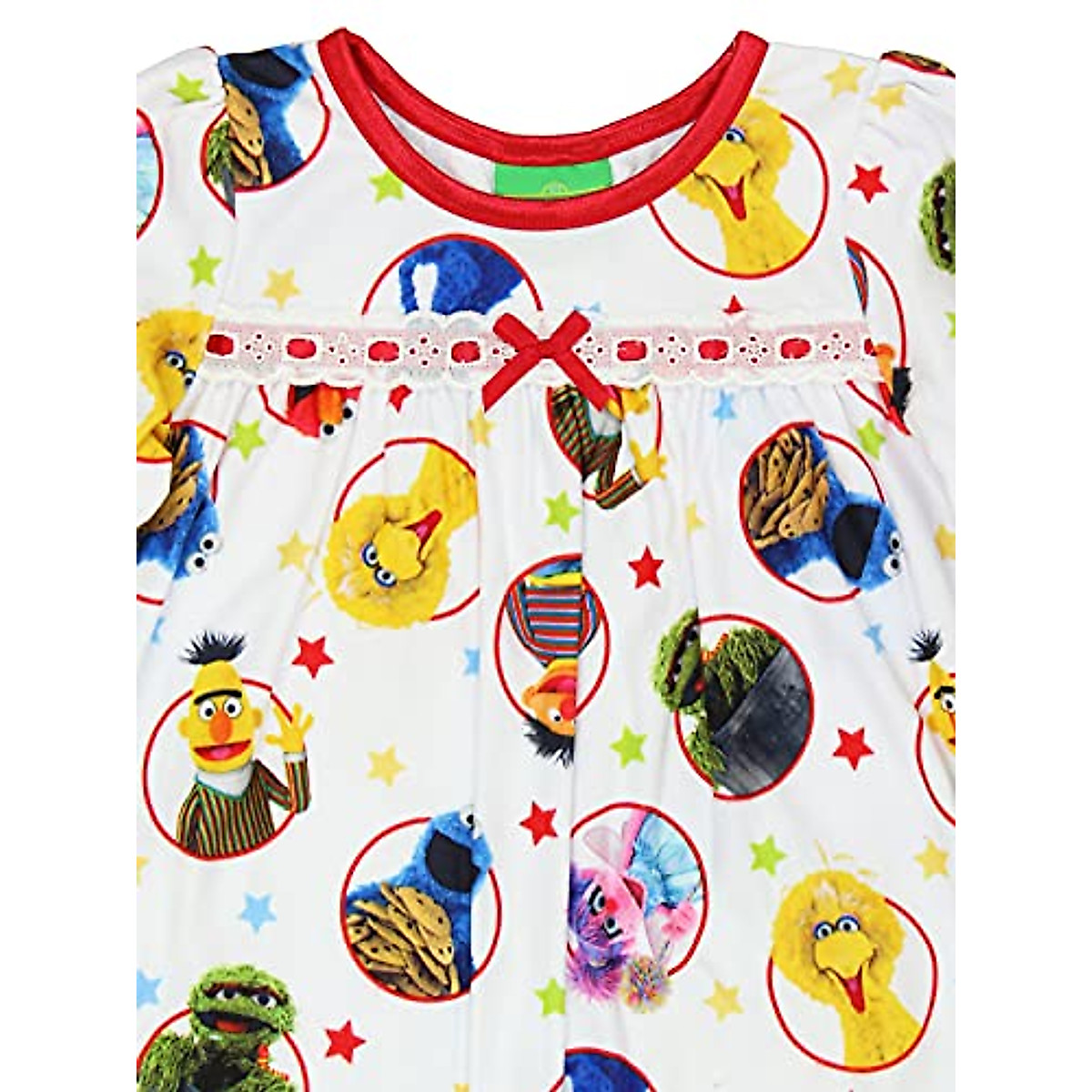 Sesame Street Elmo Infant Toddler Girls Granny Gown Nightgown (18 Months, White)