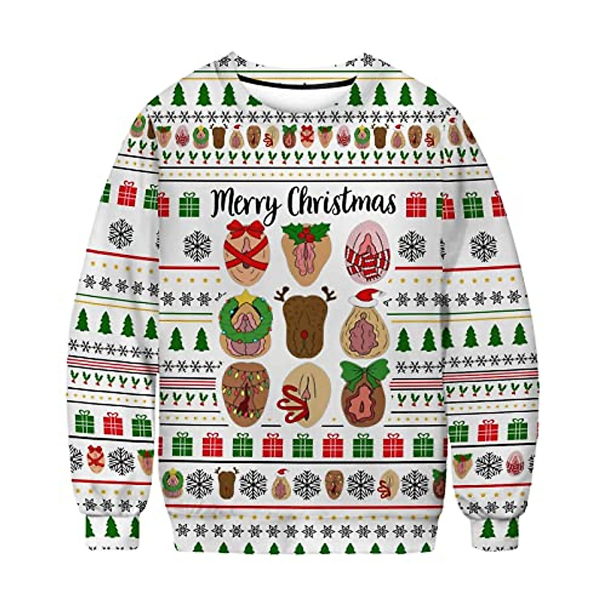 Mens Ugly Christmas Sweatshirt 3D Printed Graphic Sweatshirts Funny Top Crewneck Long Sleeve Holiday Pullover