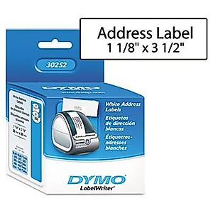 Dymo 30252 Labelwriter Address Labels, 1 1/8 X 3 1/2, White, 350 Labels/Roll, 2 Rolls/Pack