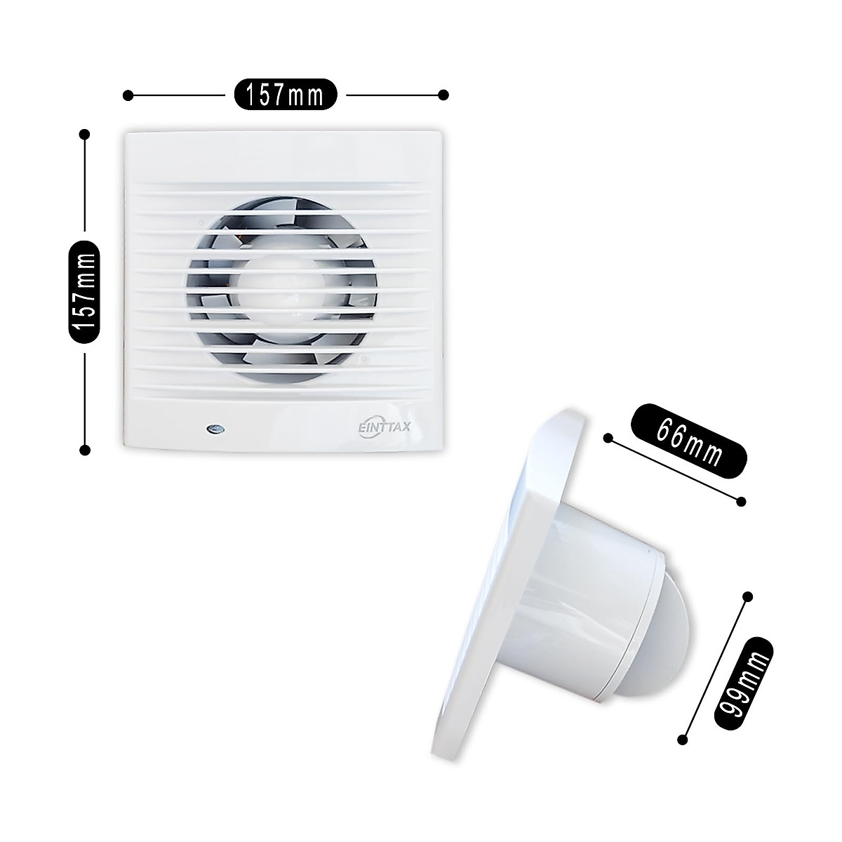 EINTTAX 4 Inch Bathroom Exhaust Fan, Wall/Window Mount Ventilation Bathroom Vent Fan, 34dB Low Noise, 12W, White, US Plug (EIN-E10)