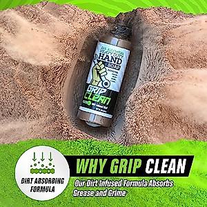 Grip Clean | Degreaser Hand Cleaner for Auto Mechanics - Dirt-Infused Liquid Hand Soap Absorbs Grease, Oil, & Odors. Natural Heavy Duty Pumice Soap with Moisturizing Ingredients. Lime Scented.