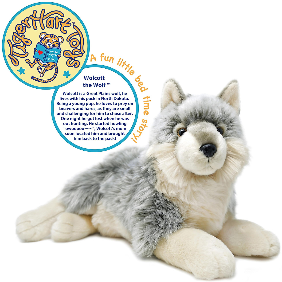 TigerHart Whitaker The Wolf - 14 Inch Stuffed Animal Plush Dog