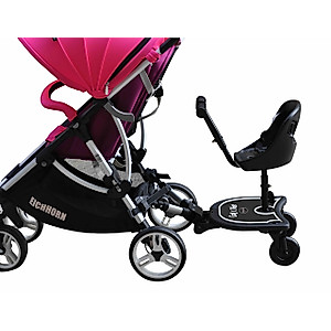 Englacha 2-in-1 Cozy X Rider, Black - Child Rider Stroller Attachment with Saddle Seat and Standing Platform - Universal Fit for Most Prams - Quick and Easy to Use - Designed for Safety
